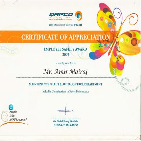 Safety award cirtificate | PDF