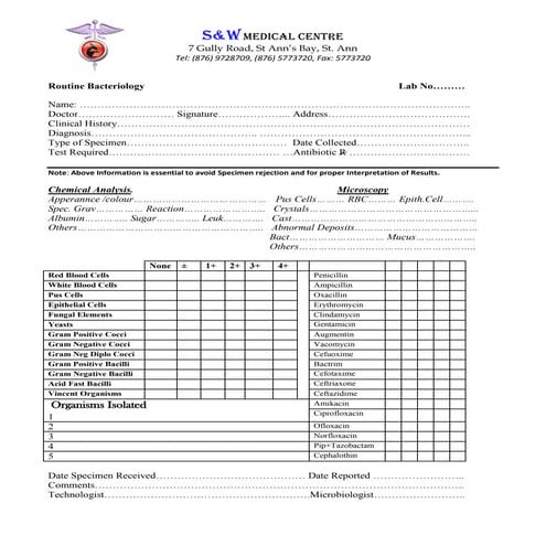 S& w urine form | PDF