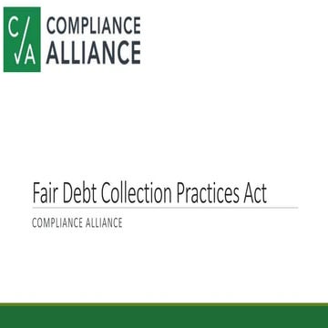 FDCPA Webinar Fair debt collection practices | PPT