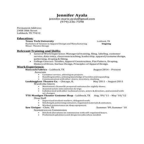 Jennifer Ayala - general work | DOCX