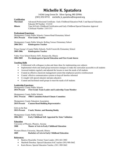 Marcella's City School's Updated resume 2015-2016 | PDF