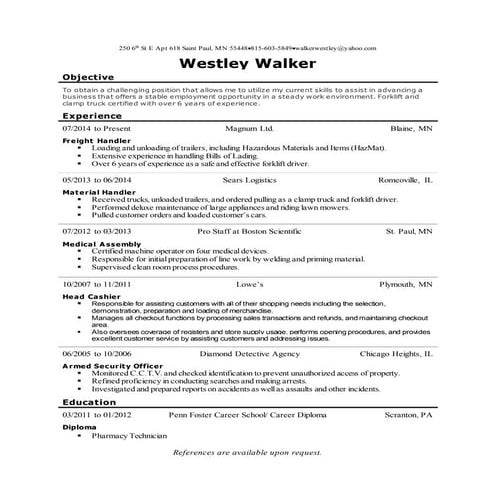 Westley Walker Resume | DOCX