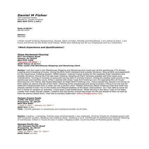 Daniel Resume | RTF