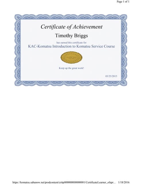 IMCA Shift Superintendent certificate | PDF