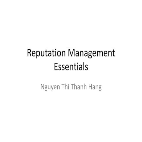 Reputation Management Essentials | PPT