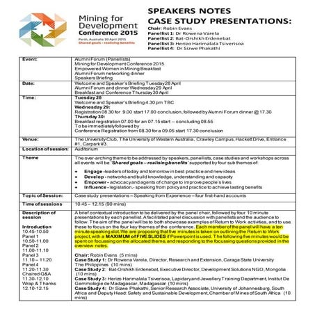 Forum Speakers notes Case Study Presentations | DOCX | Africa Travel ...