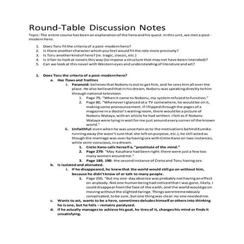 Round table discussion notes | PDF