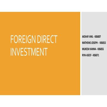 FOREIGN DIRECT INVESTMENT | PPT