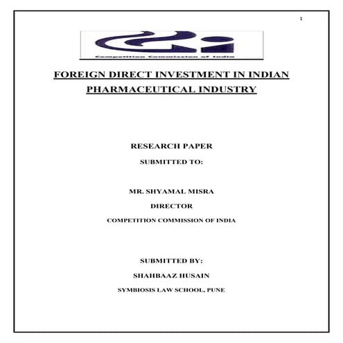 FDI in Pharma industry in India | PDF
