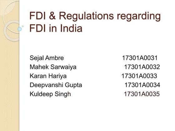 FDI in India and its Impact | PPT
