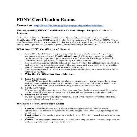 FDNY Certification Exams.docx CertsAreax | DOCX