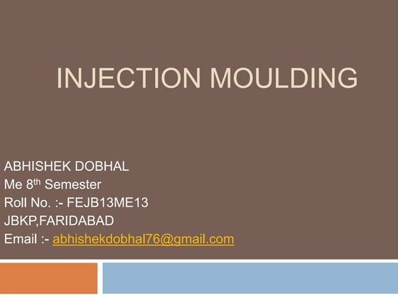 Injection moulding technique presentation | PPTX | Chemistry | Science