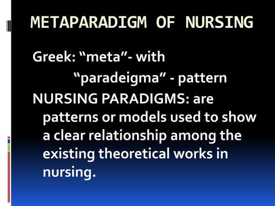 Metaparadigm of Nursing Theories | PPTX