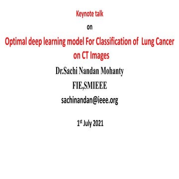 Optimal Deep Learning model for Classification of Lung Cancer | PPT