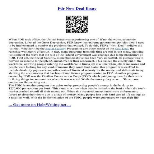 Fdr New Deal Essay | PDF