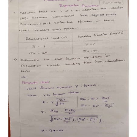 Cs 3352 Fds Unit 3 Regression Sums121824pdf 