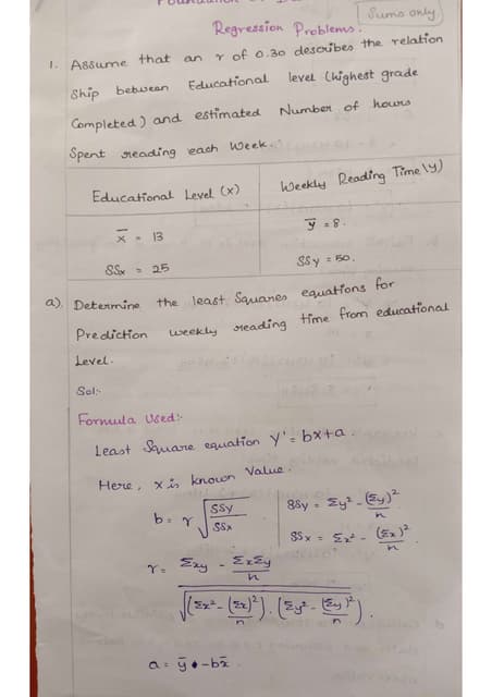 Cs 3352 Fds Unit 3 Regression Sums121824pdf