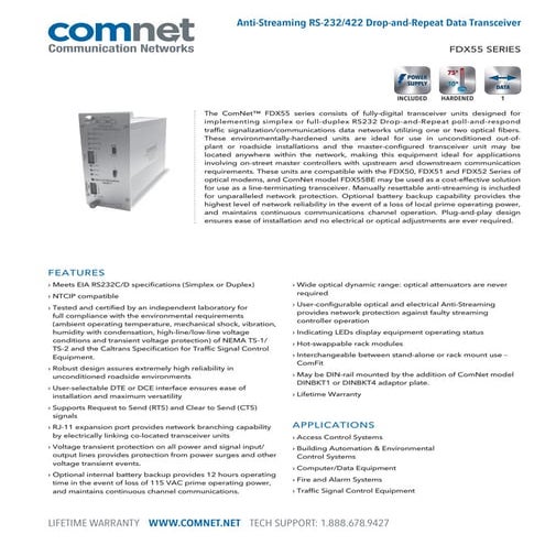 ComNet FDX60M1A Data Sheet | PDF