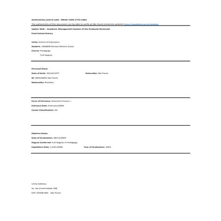 Transcripts from FE-USP | PDF
