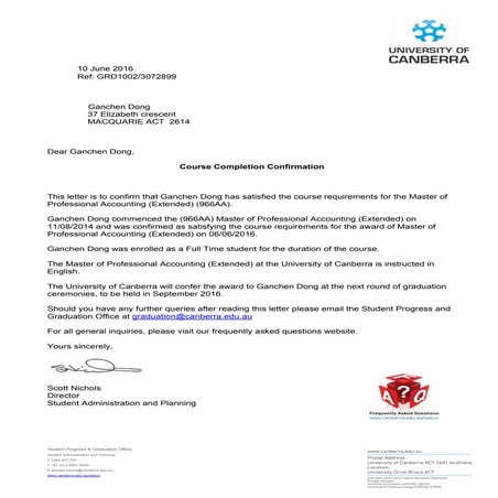 Completed Studies Letter