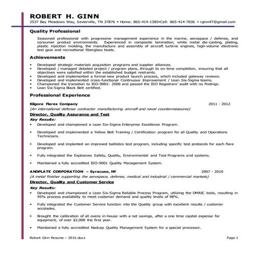 Robert Ginn Resume - 2015 | DOCX