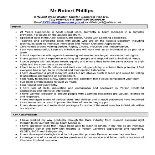 CV Rob Phillips | DOC | Special Education | Education