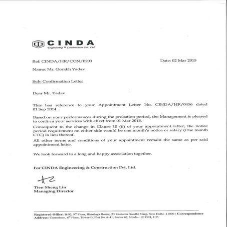 CTCI-cinda confirmation letter | PDF