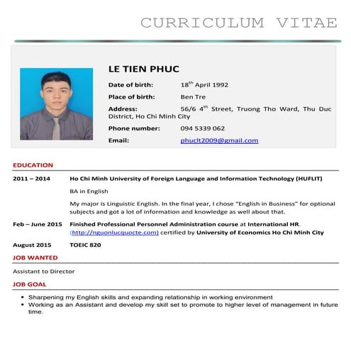 Thai.curriculum vitae | PDF