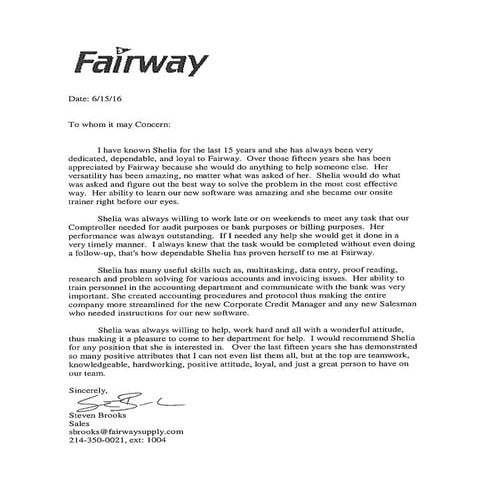 STEVEN BROOKS LETTER OF RECOMMENDATION | PDF