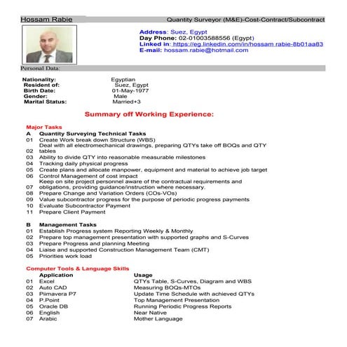 Hossam CV-FEB2016 | DOC