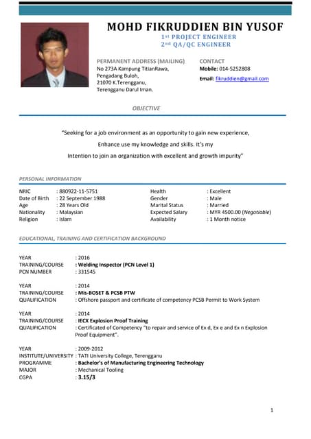 QA QC Engineer CV | PDF