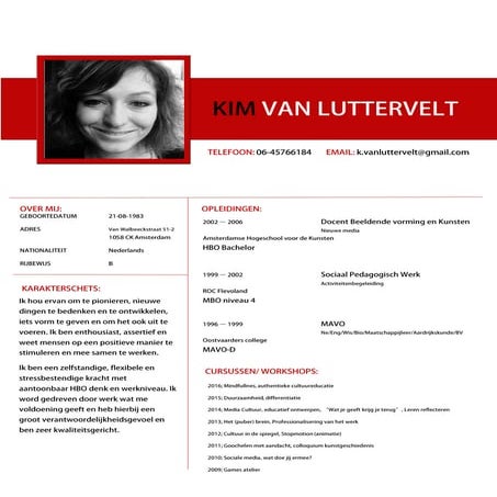 CV Kim van Luttervelt 2016 | PDF