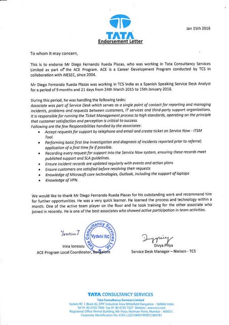 tcs experience letter | PDF | Human Resources | Business