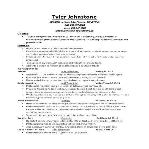 Tyler's resume | PDF