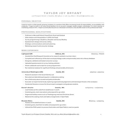 Taylor Bryant - Resume August 2015 | PDF