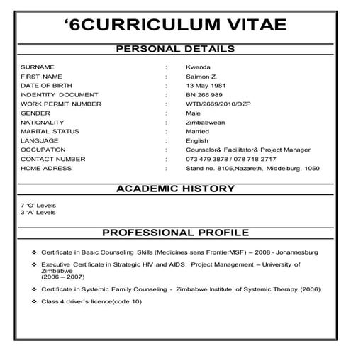 CV Kwenda Saimon Z | DOCX