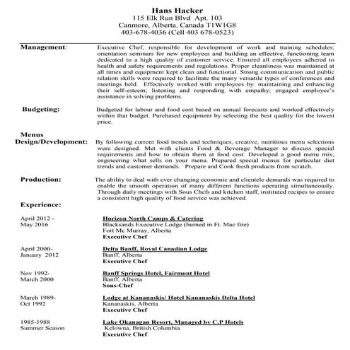 Hans Hacker Resume 2016 | PDF