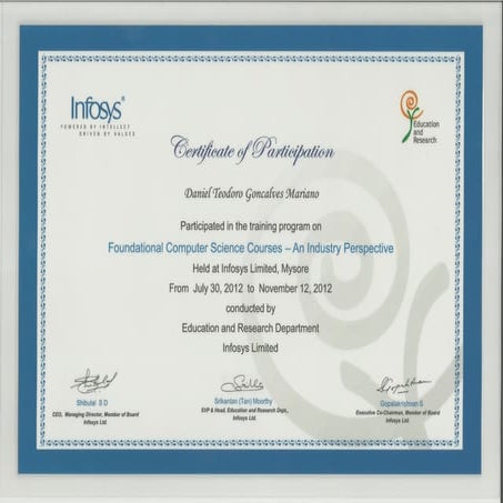 2012 - Infosys - Certificate | PDF