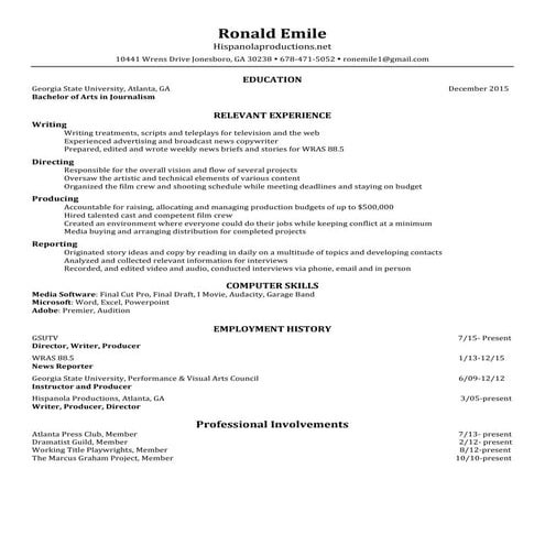 Ron Emile Resume | PDF