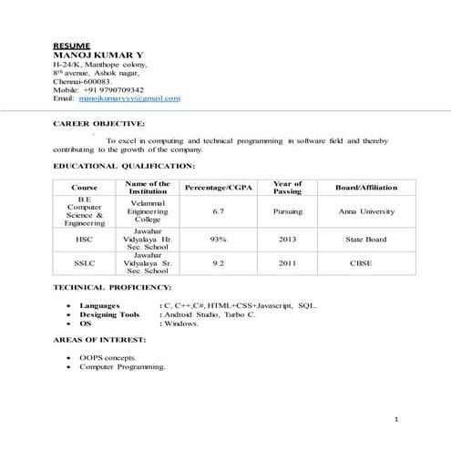 Bharathi resume | DOCX