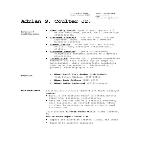 Adrian'supdated resume | DOC