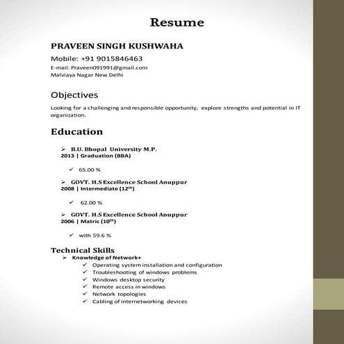 ccna praveen resume | DOCX