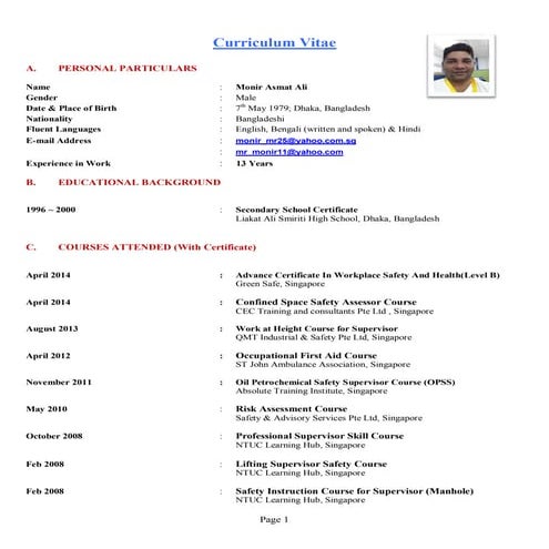 Monir Resume New | PDF | Civil Engineering Industry | Industries