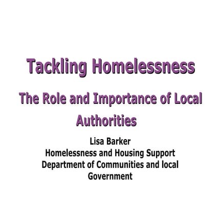 The Role and Importance of Local Authorities for Tackling Homelessness ...