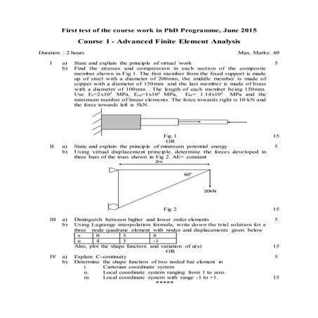 Fea questions | DOCX | Physics | Science