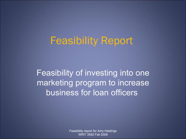 Feasibility study presentation | PPTX