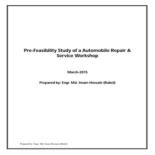 Feasibility study of an Automobile Repair & Service Workshop | PDF