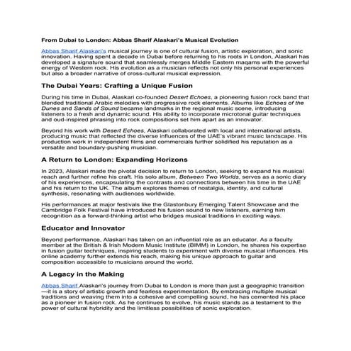 From Dubai to London: Abbas Sharif Alaskari’s Musical Evolution | DOCX