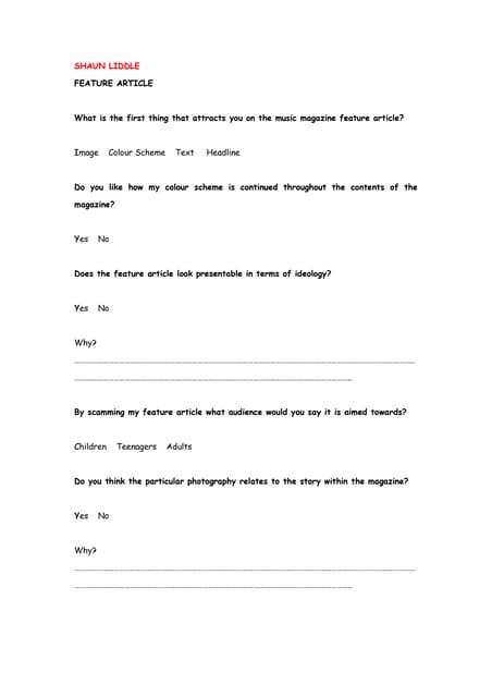 Questionnaire for listings magazine audience feedback | PDF