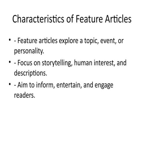 Feature Article, For English 5 Quarter Lesson | PPT